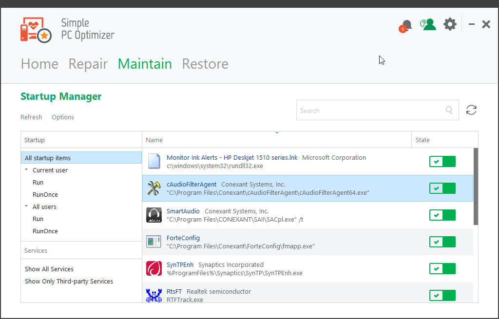 How do I manage and improve the startup time of my PC?